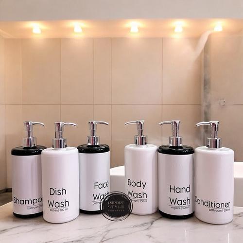 Jual BOTOL HITAM PUTIH N28 STIKER AESTHETIC 500ml gold silver pump ...