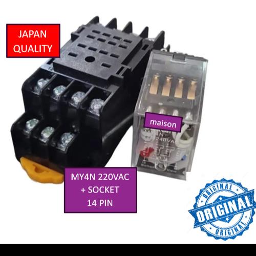 Jual Relay MY4N 220VAC Japan Quality plus socket 14 pin my4 220vac - relay saja - Jakarta Barat ...