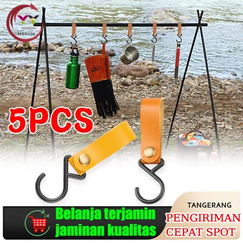 Jual 5 Pcs Kait Gantung Barang PU HOOK Camping Outdoor Kulit Easy ...