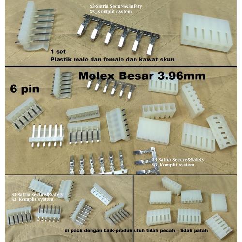 Jual 6 pin 1set socket 3,96mm Besar Molex 6P CH 3.96mm Header terminal 6 pin kaki kabel soket ...
