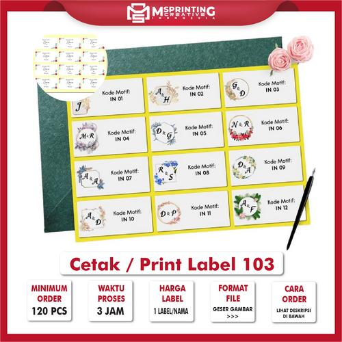 Jual Cetak / Print sticker Label Nama Undangan / Label 103 / Stiker ...