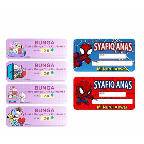 Jual PO Sticker Label Nama Customize Desain (gambar), ukuran dan isian ...