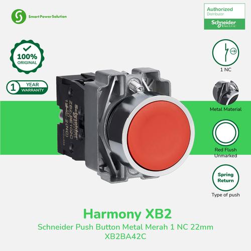 Promo Schneider Push Button Metal Merah 1 NC 22mm - XB2BA42C - Jakarta ...