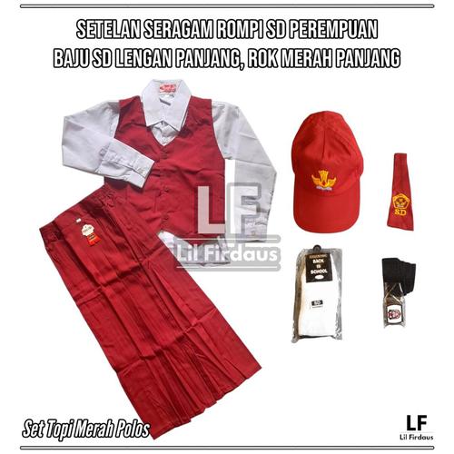 Jual Seragam SD Perempuan Satu Setel Baju SD Lengan Panjang, Rompi ...