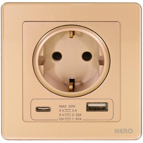 Jual NERO STOP KONTAK + USB (A+C 20W) PRECIOSA I9 I916VGAC-G/GR - GOLD ...