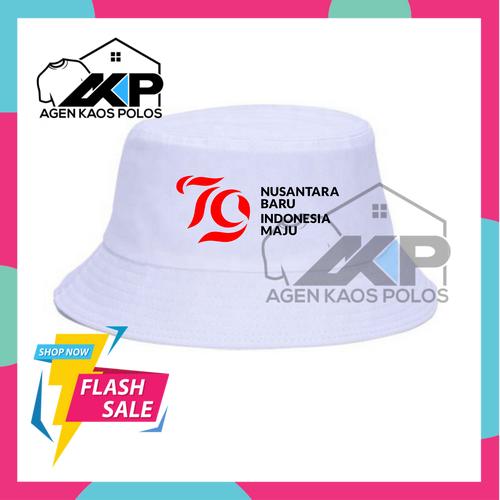 Jual TOPI BUCKET HAT HUT RI INDONESIA TOPI KEMERDEKAAN AGUSTUSAN PUTIH ...