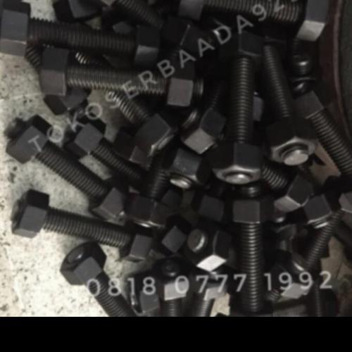 Jual Baut Stud / Stud Bolt + 2 Nut M28 x 200 MM ; Besi (Carbon Steel ...