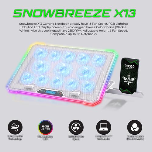 Jual NYK Nemesis Coolingpad SNOWBREEZE X13 RGB with Digital Display 13 ...