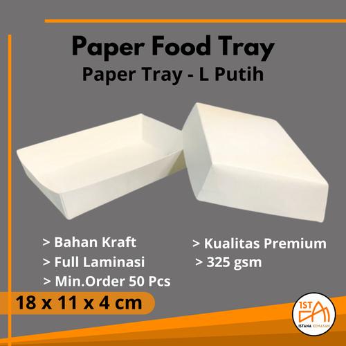 Jual Paper Food Tray Kraft Putih Large / Piring Kertas Makanan Sekali ...