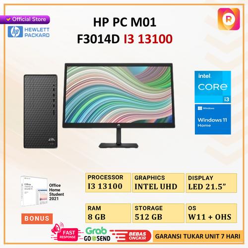 Promo HP PC Desktop M01 F3014D i3 13100 8GB 512GB SSD W11 OHS + MONITOR V22 - 512GB SSD Cicil 0% ...