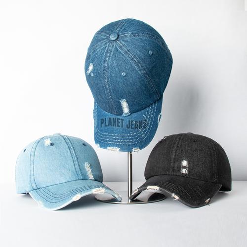 Jual Topi baseball denim ripped pria wanita unisex aksen robek - planet ...