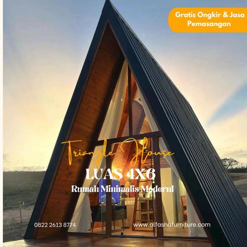 Jual rumah kayu minimalis | rumah segitiga | glamping kayu - Jakarta ...