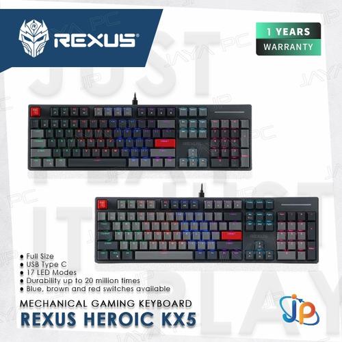 Jual Keyboard Gaming Mechanical Rexus Heroic KX5 Fullsize RGB LED ...