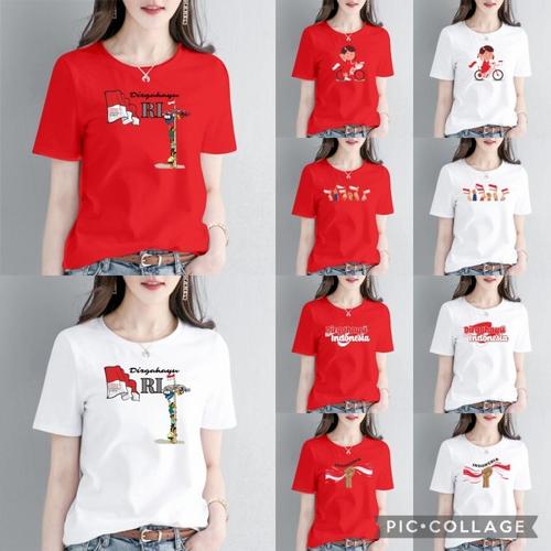 Jual Atasan Wanita Merah Putih Kaos Unisex 17 Agustus Kemerdekaan HUT ...