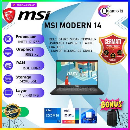 Jual MSI MODERN 14 I7 1255 16GB 512GB - LAPTOP - Kab. Tangerang ...