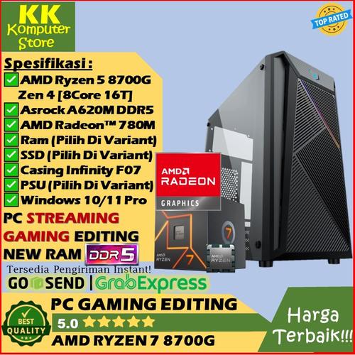 Jual [ Pc Rakitan Pc Editing Design Ryzen 7 8700G ] Pc Gaming Streaming ...