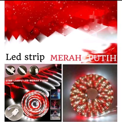 Jual Lampu selang rgb 2835 Lampu Strip Merah Putih LED Selang 10M Paket ...