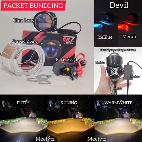 Jual Packet Bundling - Projector Biled Cr7 C11pro Blue Lens 3 Warna All ...
