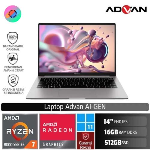 Jual Laptop Advan AI GEN 16/512 AMD RYZEN 7 8845HS Ram 16gb SSD 512gb ...