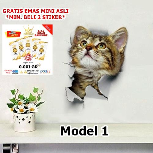 Jual Stiker gambar kucing lucu wall stickers 3D bisa di mobil atau ...