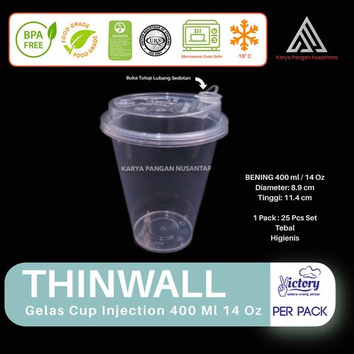 Jual THINWALL VICTORY GELAS CUP INJECTION 14 OZ 400 ML BOBA BENING PACK ...