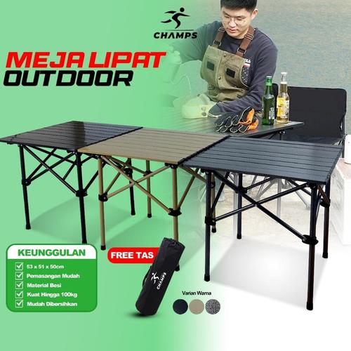Jual CHAMPS Meja Lipat Outdoor Aluminium Meja Lipat Camping Meja Lipat Portable Sakula Meja ...