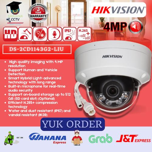 Jual DS-2CD1143G2-LIU-HIK IP CAMERA INDOOR 4 MP Smart Hybrid Light Fixed Dome Network Camera ...