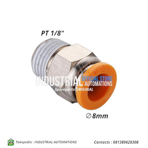 Jual EMC ZPC08-01 (∅8mm×1/8") Male Connector/Fitting lurus Series ZPC ...