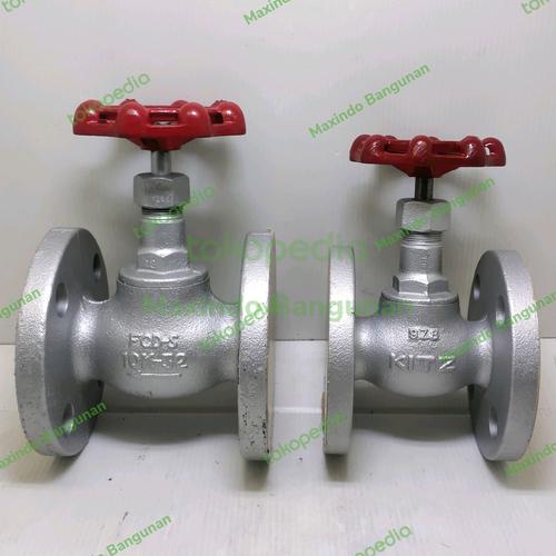 Jual Globe Valve 1 1/2" Inch KITZ Flange JIS 10K Cast Iron FCD-S DN40 ...