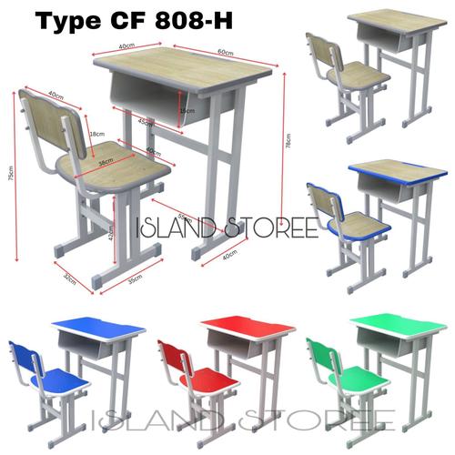 Jual Meja siswa meja sekolah meja belajar kayu MDF kaki besi H - Biru ...
