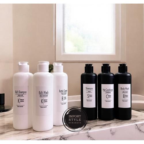 Jual botol 250ML DOFF HITAM PUTIH LABEL SQUARE . aesthetic bottle ...