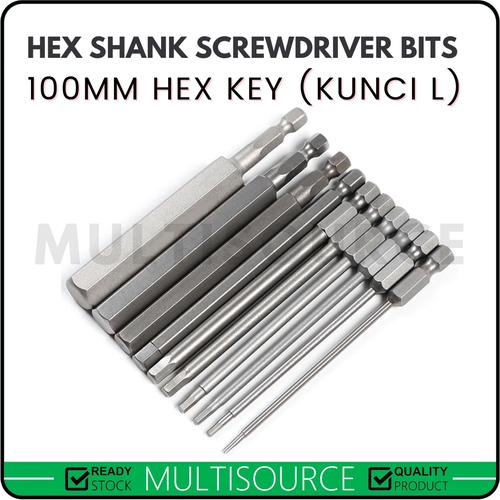 Jual Kunci L Set Lurus 100mm Mata Obeng Bor | Hex Key Magnetic ...