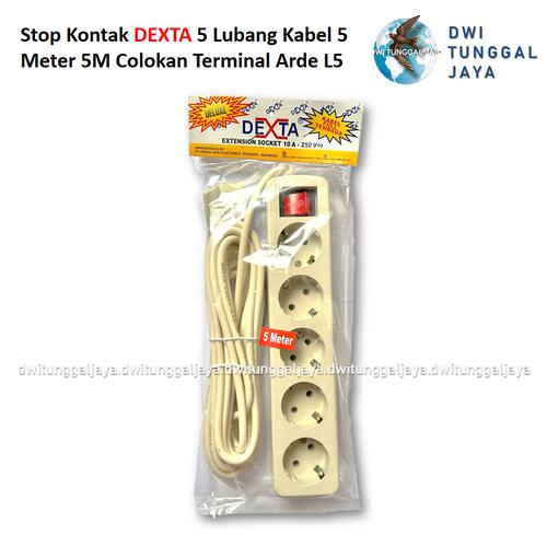 Jual Stop Kontak DEXTA 5 Lubang Kabel 5 Meter 5M Colokan Terminal Arde ...