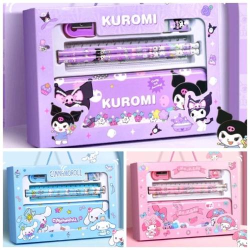 Jual KOTAK PENSIL KUROMI STUDY SET 107 SANRIO STATIONERY SET 6 IN 1 ...