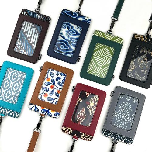 Promo ID card holder hanging wallet name tag kartu lanyard kulit ...