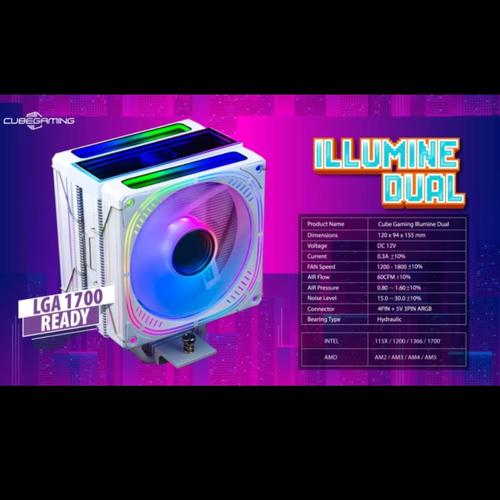 Jual CPU COOLER / FAN COOLER CUBE GAMING ILLUMINE DUAL FAN ARGB ...