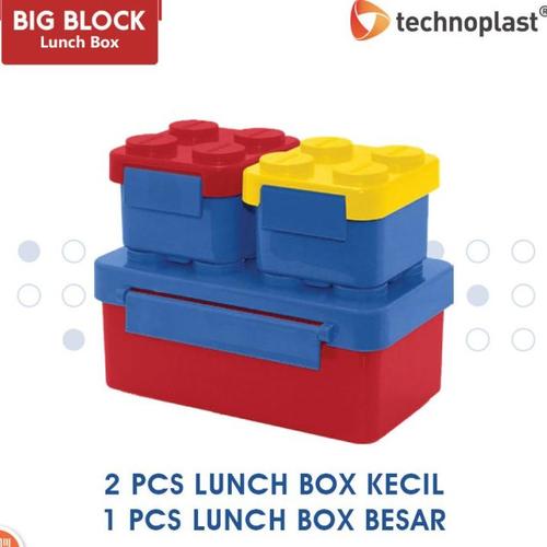 Jual Technoplast SLK019 Big Block Lunch Box Set Kotak Makan Bentuk Lego ...