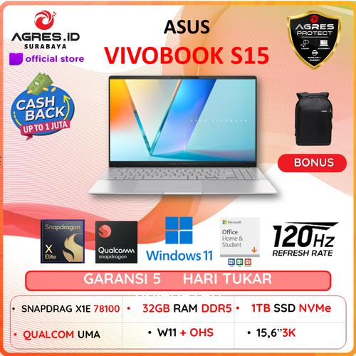 Promo Asus VIVOBOOK S15 OLED S5507QA SNAPDRAGON X ELITE X1E 78100 32gb ...
