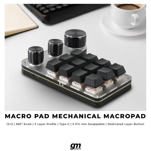 Jual Macropad Mechanical Keyboard 12 Key 3 Knob Shortcut Streamdeck ...