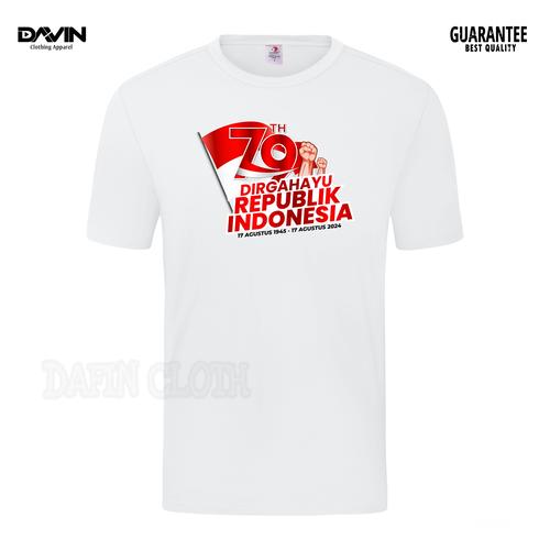 Jual Kaos Pria Baju Tshirt Dirgahayu Indonesia HUT RI 79 - Putih, L ...