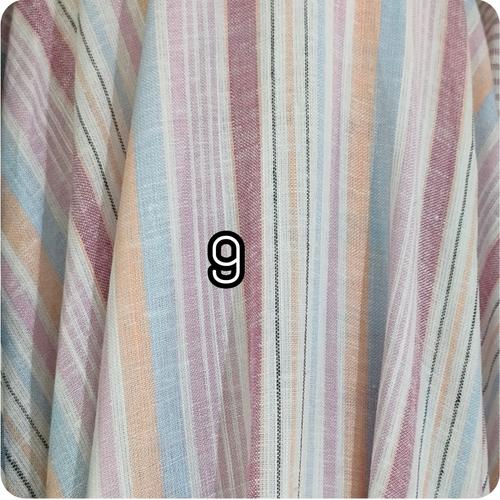 Jual kain katun linen motif salur - bahan serat linen strip garis ...