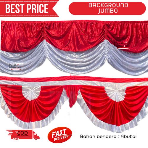 Jual BENDERA BACKROUND JUMBO BEGRON GEDUNG PAGAR MERAH PUTIH KARET ...