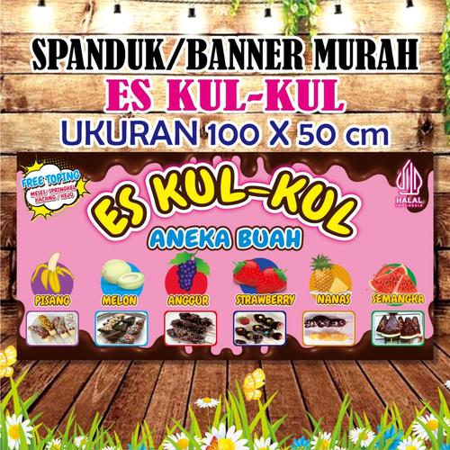 Jual spanduk banner es kul kul, es kul kul viral - 50x100 Biru - Kota ...
