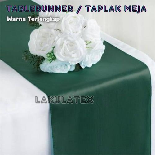 Jual Taplak Meja Table Runner Bahan Suede Premium Polos Warna Hijau ...