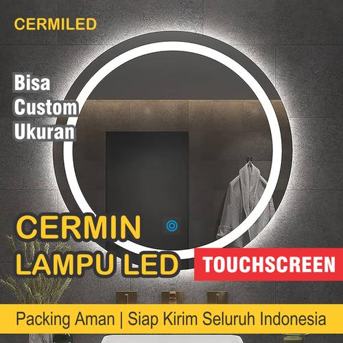 Promo Cermin Bulat Lampu LED Touchscreen 3 Warna Diameter 60 Cm - Kab ...
