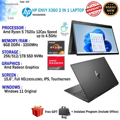 Promo laptop hp envy x360 2 in 1 laptop touchscreen amd ryzen 5 7000 ...