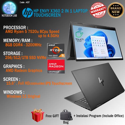 Jual laptop hp envy x360 2 in 1 touchscreen amd ryzen 5 7000 ram 8gb ...