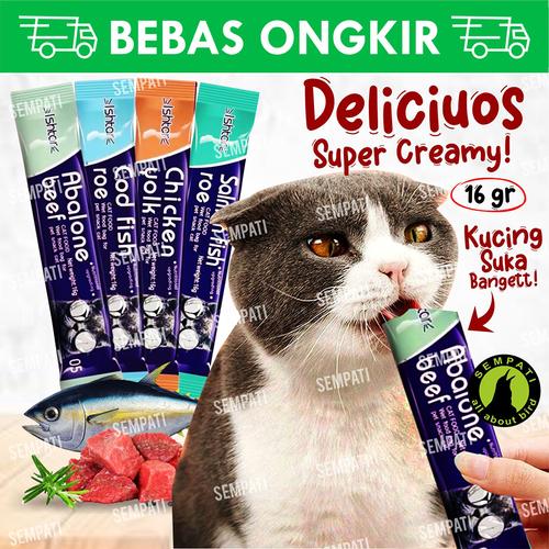 Promo Ishtar cat snack cemilan kucing creamy treats cat snack makanan ...
