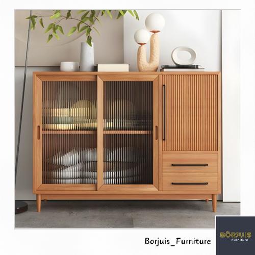 Jual Buffet Credenza Pintu Kaca Sliding Kombinasi Pintu Motif Salur dan ...