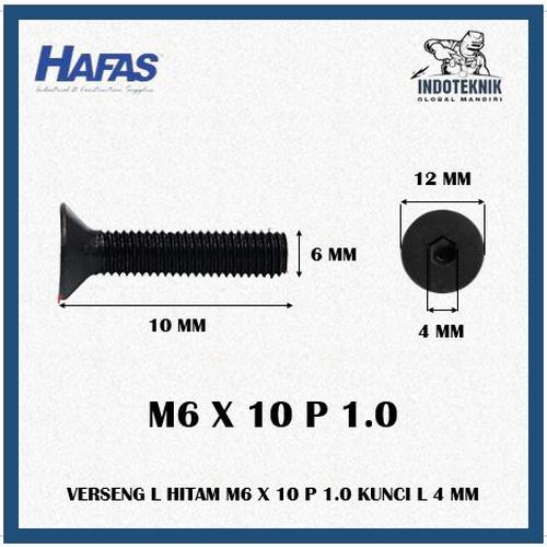 Jual Countersunk L Hitam M6x10 Verseng L Hitam M6 x 10 Baut JF L Hitam ...